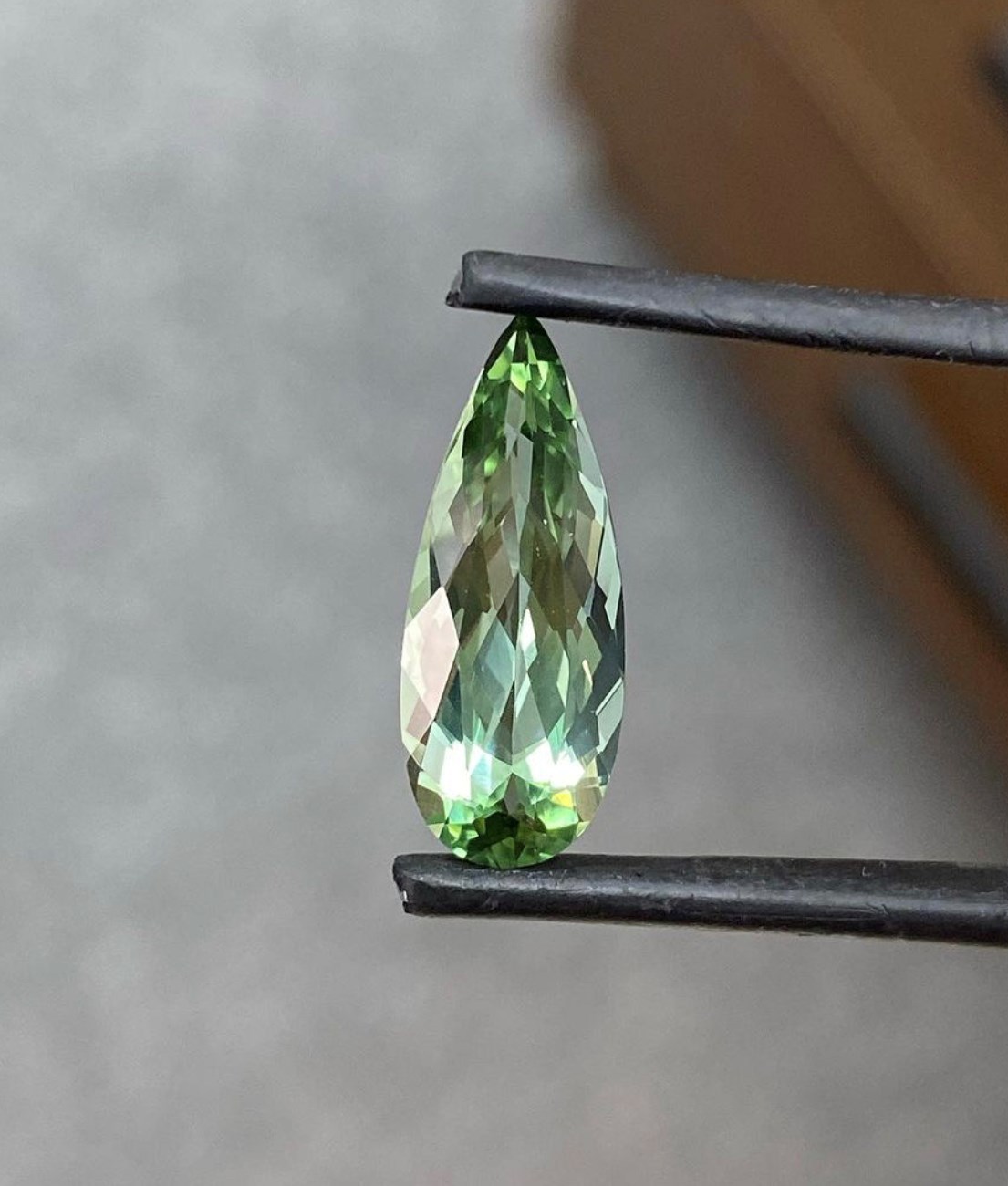 3.60ct Natural SUPER LONG Green colour Pear shaped Tourmaline Gemstone ...